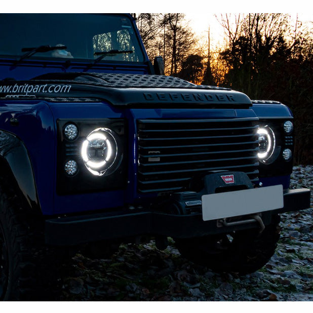 Land Rover Defender Lynx Halo 7 Inch LED Headlamp Upgrade (Pair) - Bri ...